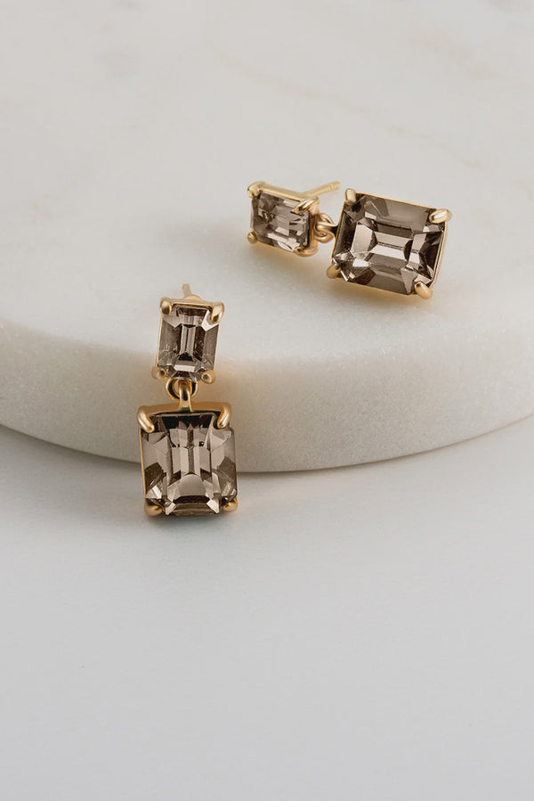Jamie Crystal Earring - Chocolate - cravehome